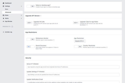 App settings to access the Facebook Graph API | Behind The Scenes